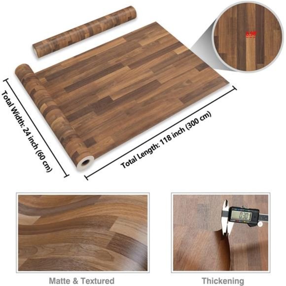 Wall Decor | Brown Butcher Block Contact Paper Wood 24x118 Shiplap Peel ...